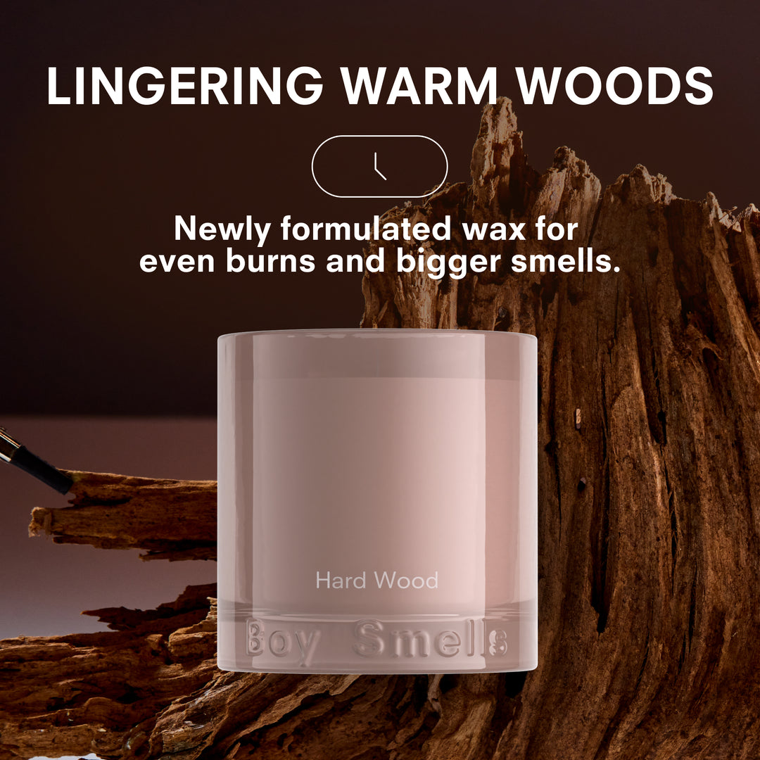 Hard Wood: Soy Blend Scented Candles | Boy Smells